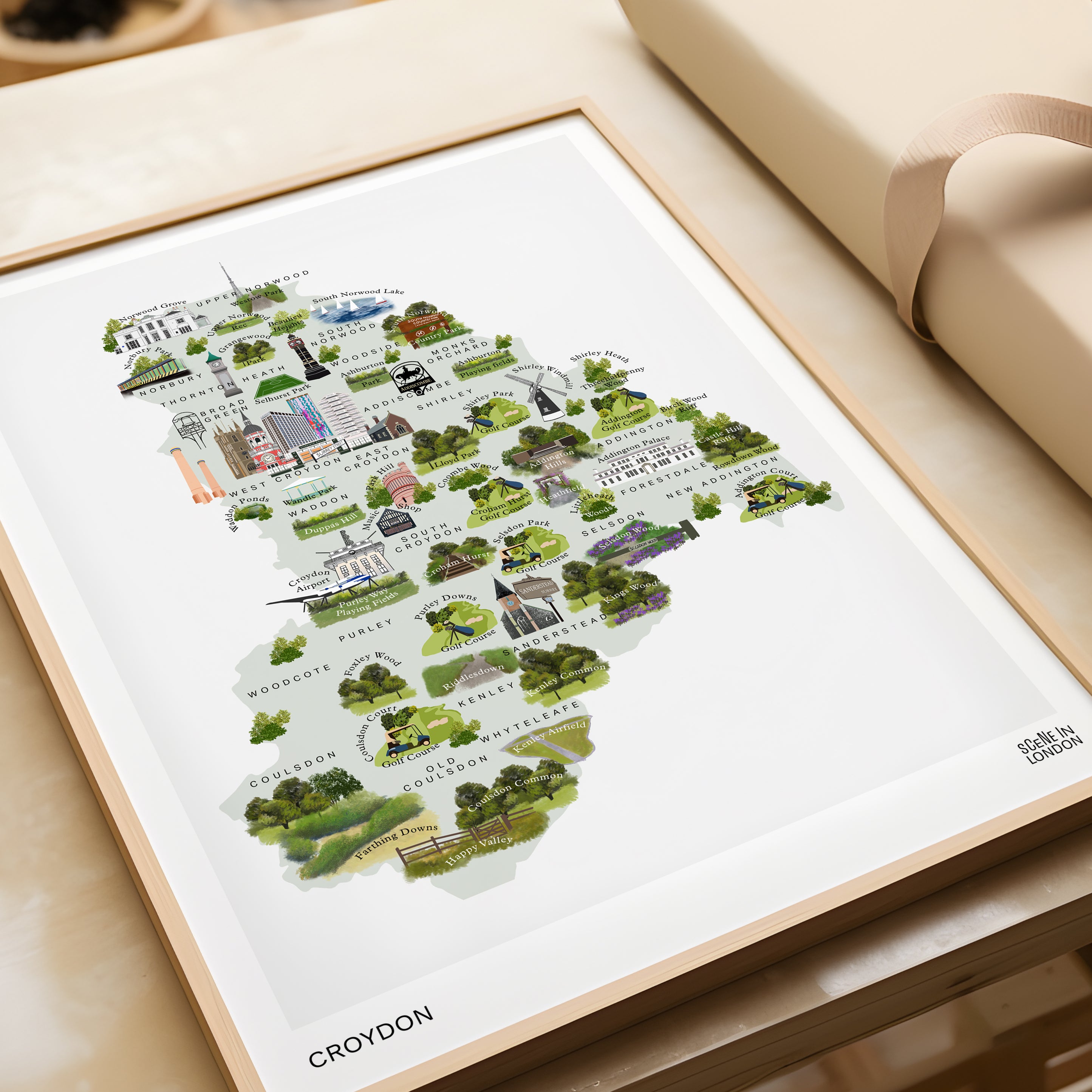 Croydon Map Print – London art prints and gifts by Scene in London