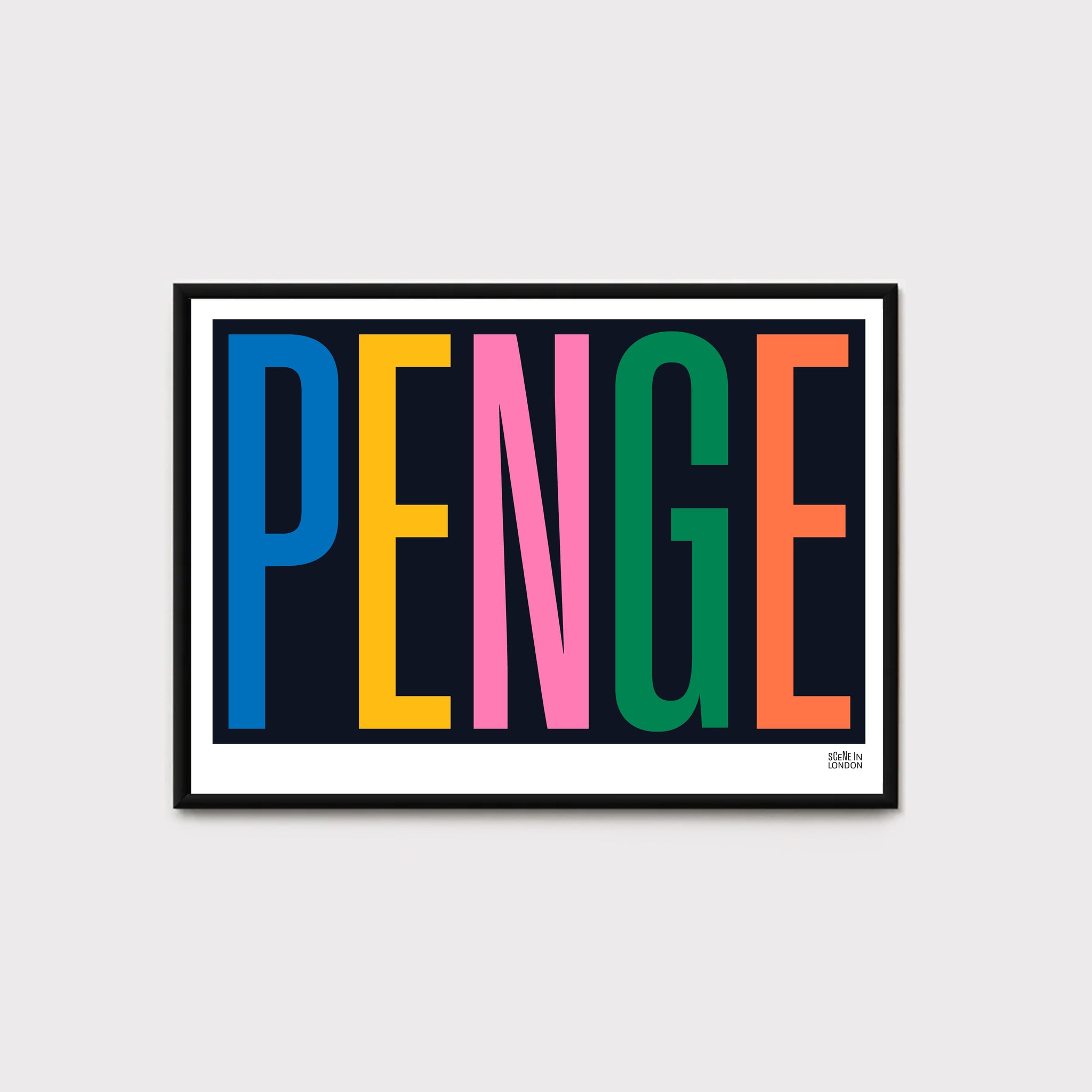 Penge Typographic Print – London art prints and gifts by Scene in London