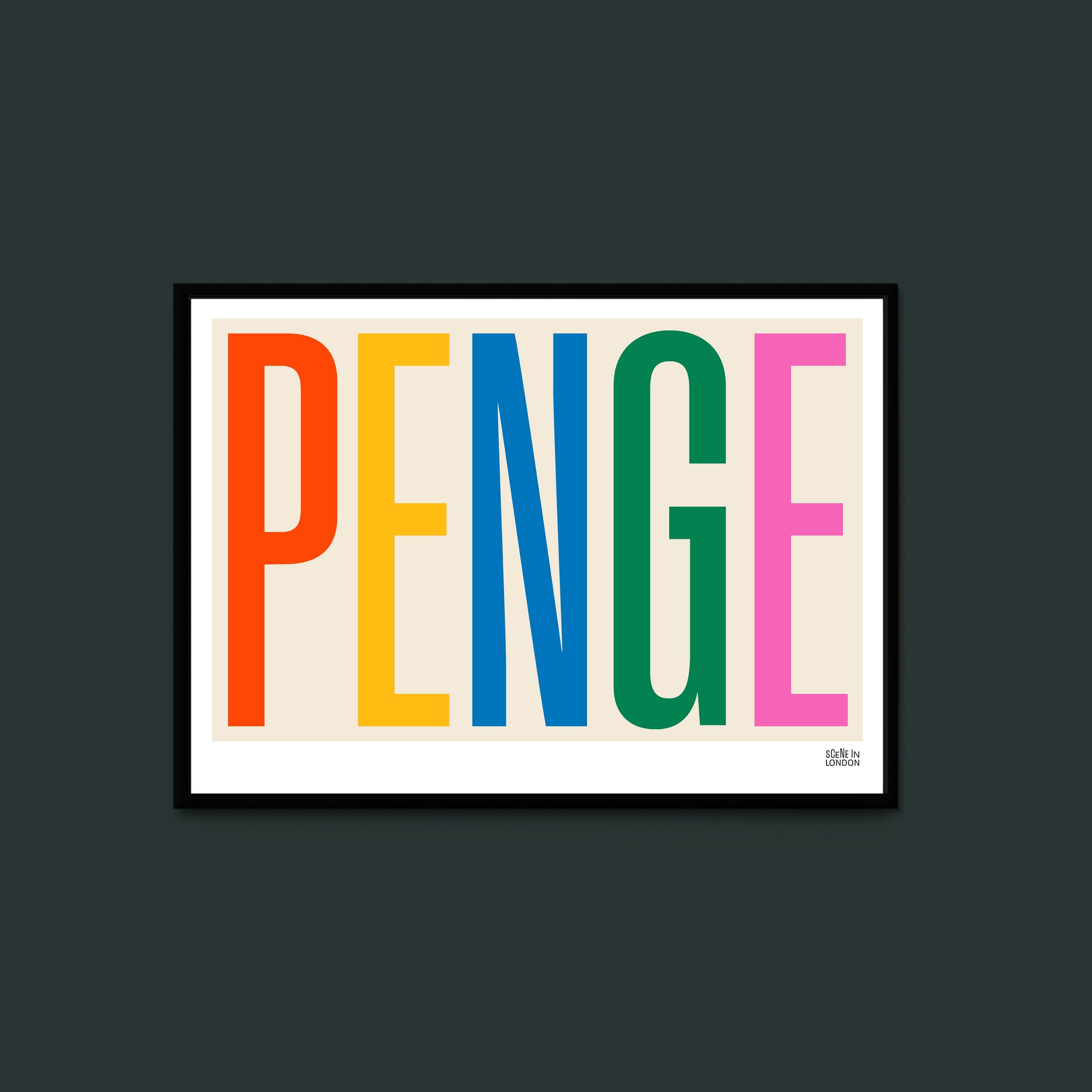 Penge Typographic Print – London art prints and gifts by Scene in London